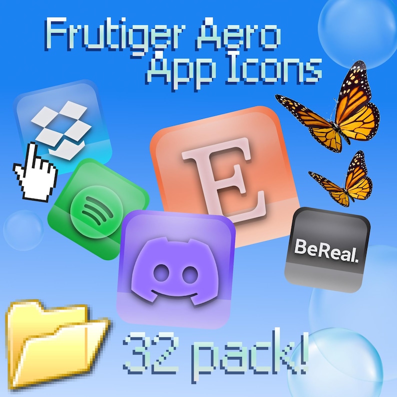 Frutiger Aero App Icons Pack – 32 Aesthetic iPhone Shortcuts Icons ...