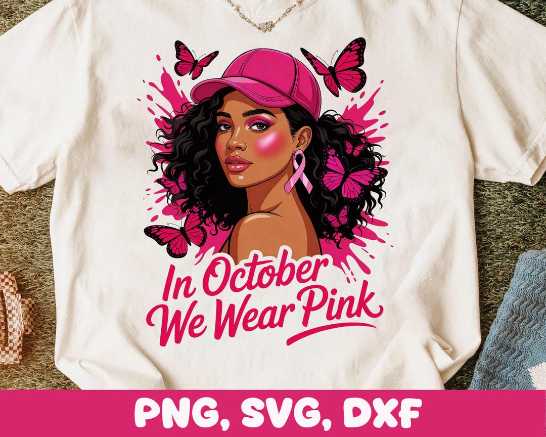 Breast Cancer Awareness PNG: Pink Ribbon African American Woman Digital ...