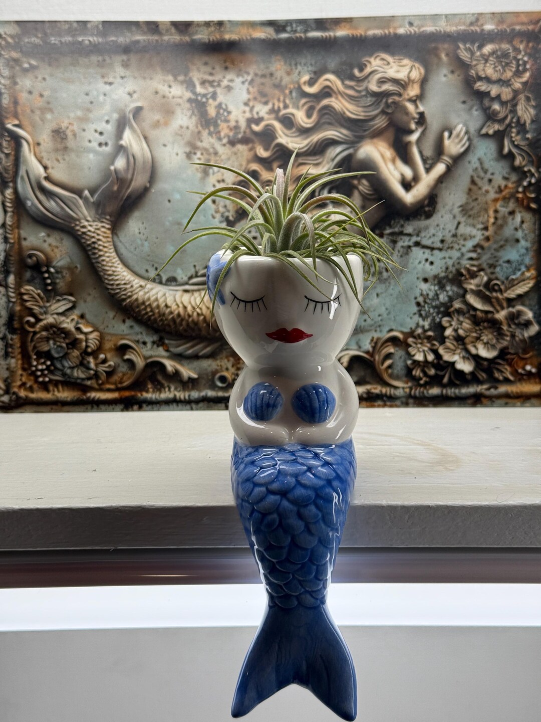 Adorable Mermaid Plant Pot With Air Plant. Great Plant Lover Gift. - Etsy