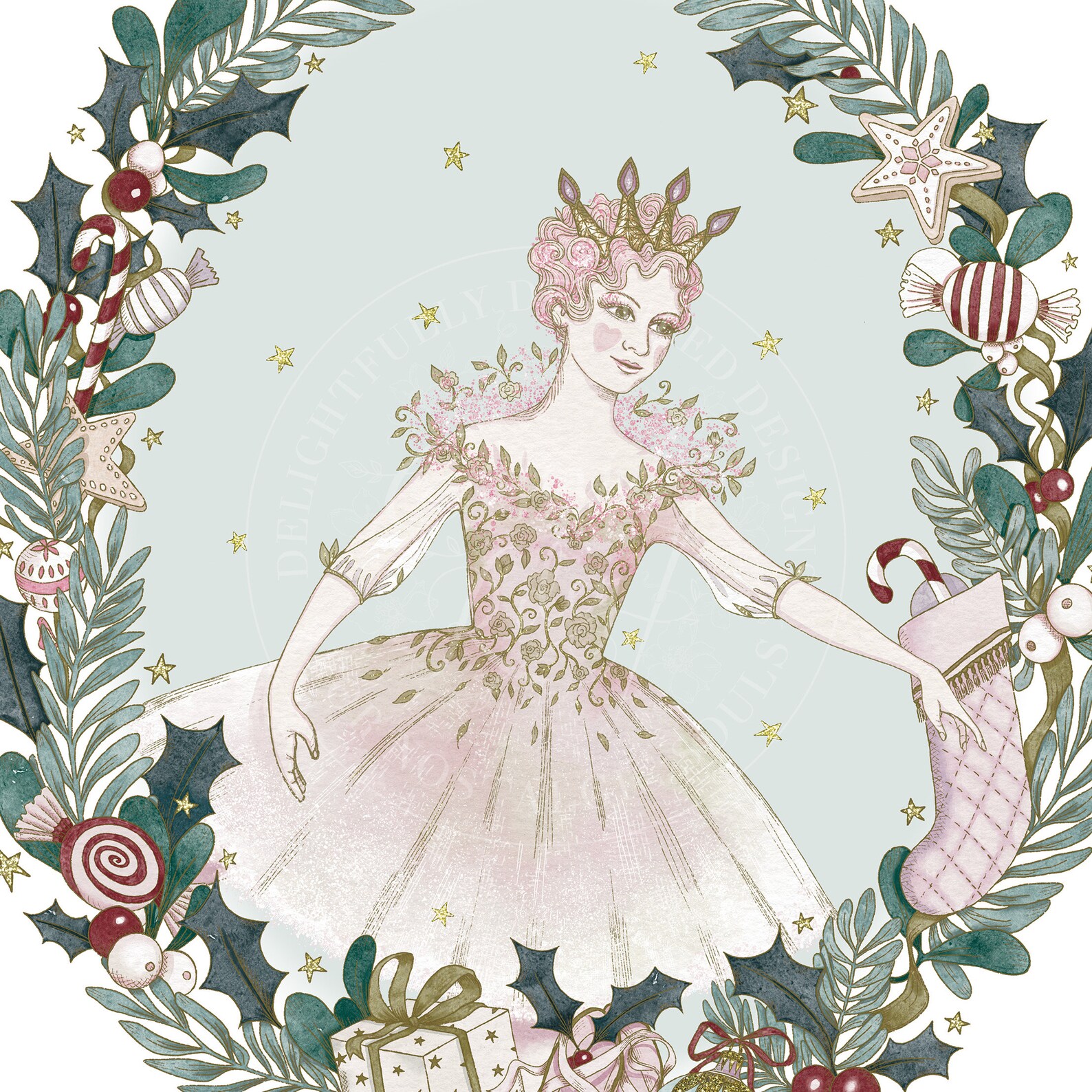 Sugar Plum Fairy Christmas Card: Nutcracker Ballet, Vintage Design ...