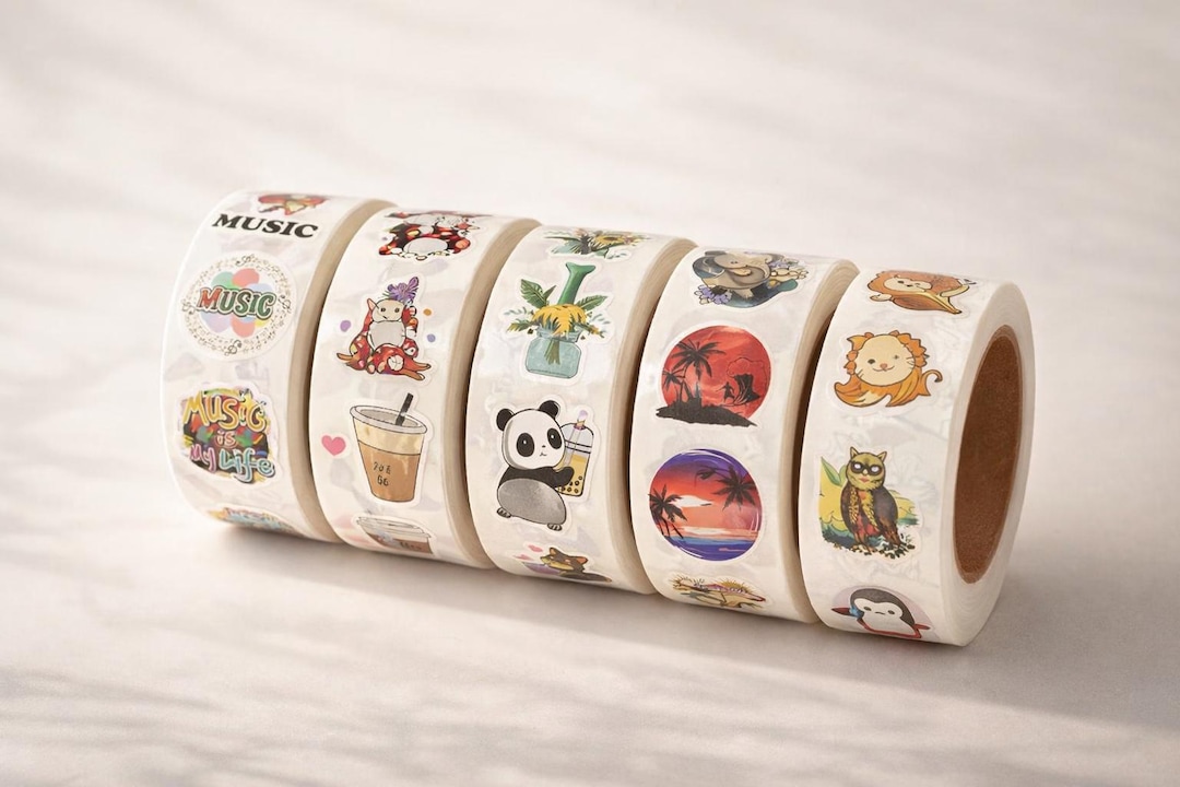 Sticker Roll Set • 10 Mixed‑shape Designs • 500 Stickers per Roll ...