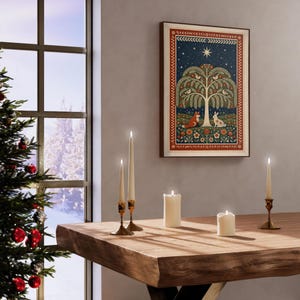 Scandinavian Folk Art Tree Print, Nordic Forest Wall Art, Nursery Folk ...