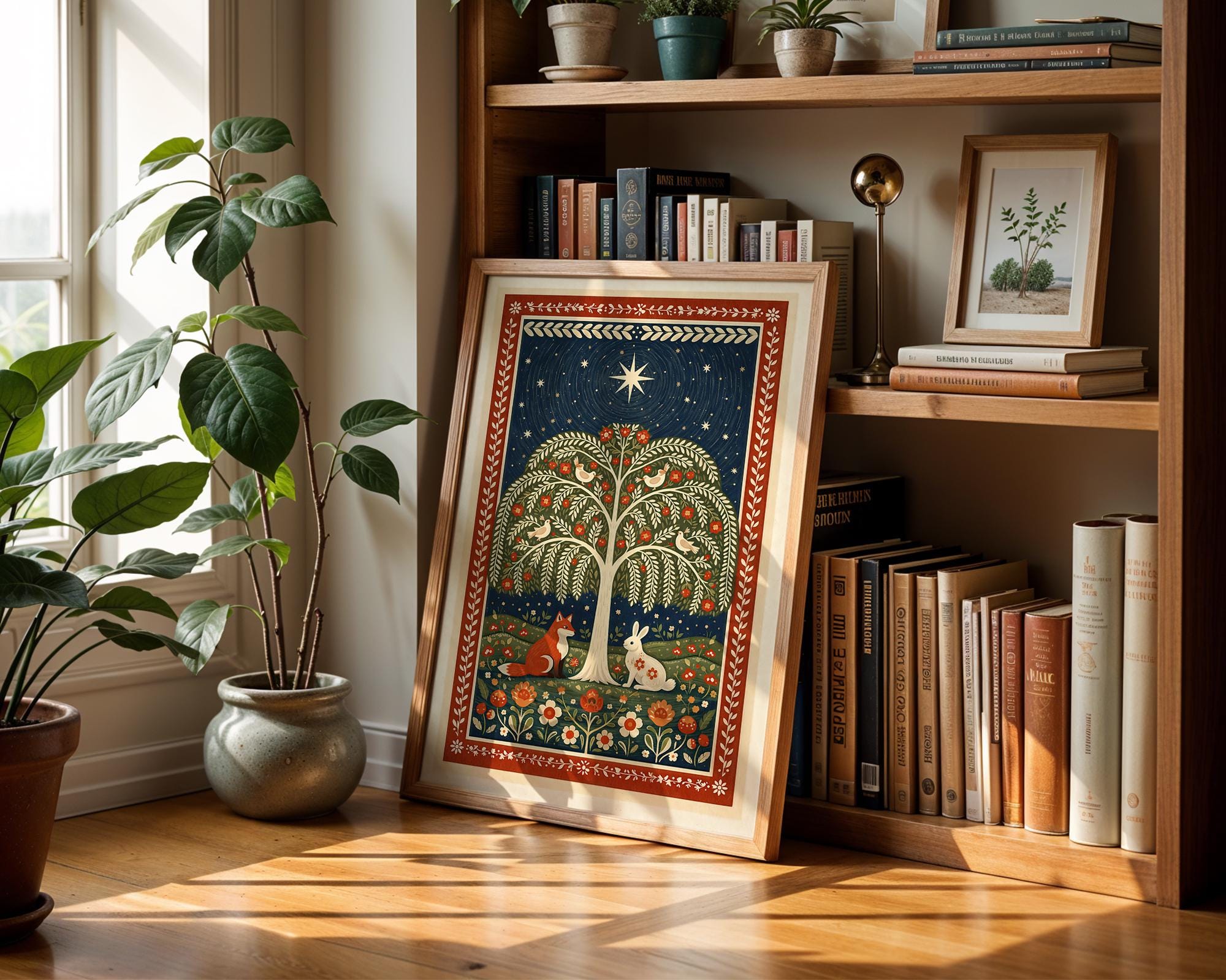 Scandinavian Folk Art Tree Print, Nordic Forest Wall Art, Nursery Folk ...