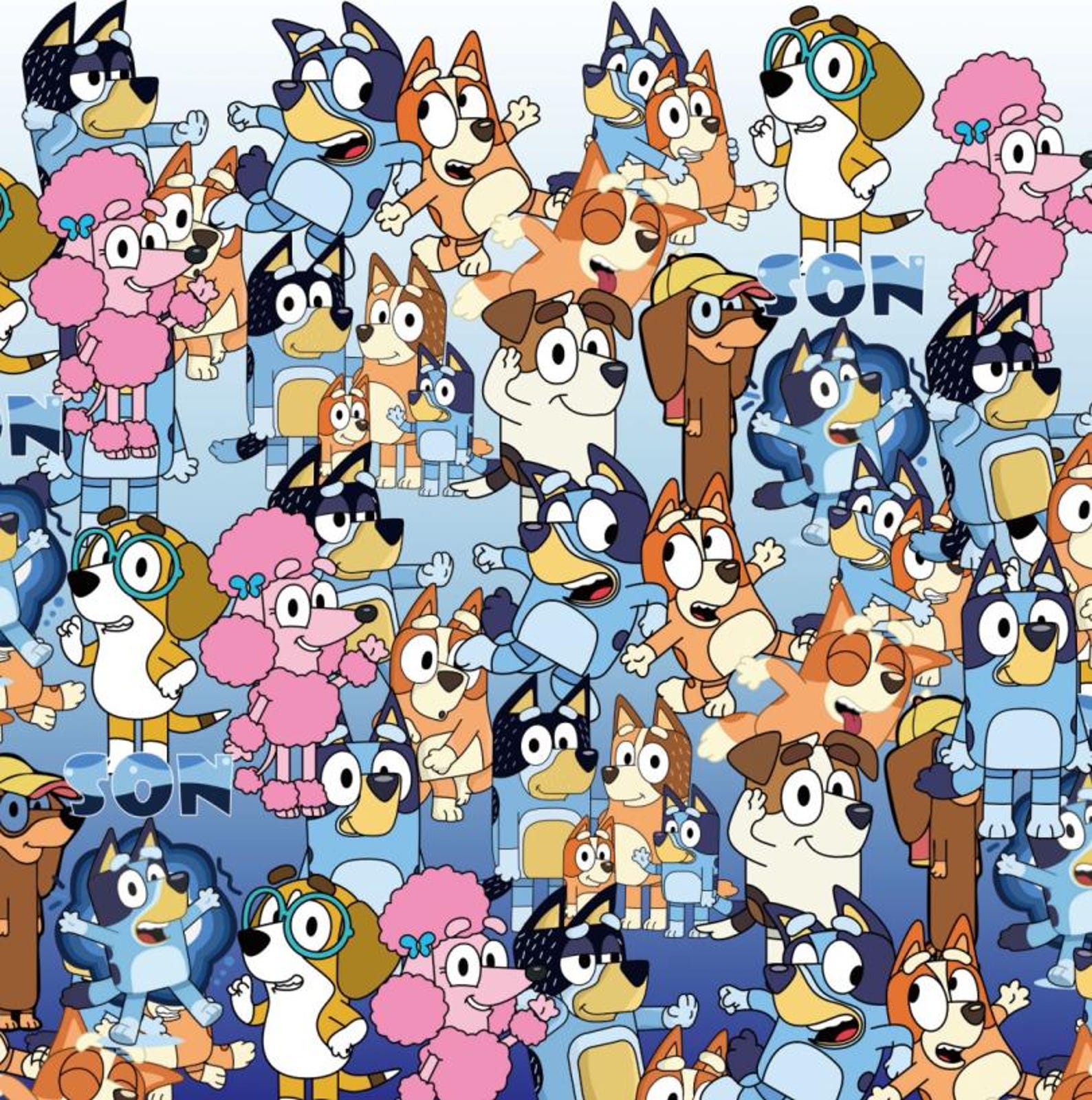 Bluey Fabric Blue Dog Fabric Bluey and Bingo Fabric Cartoon Anime ...