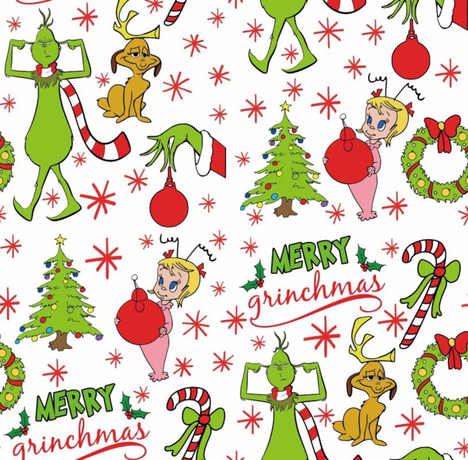 The Grinch Christmas Fabric the Grinch Stole Christmas Fabric Cartoon ...