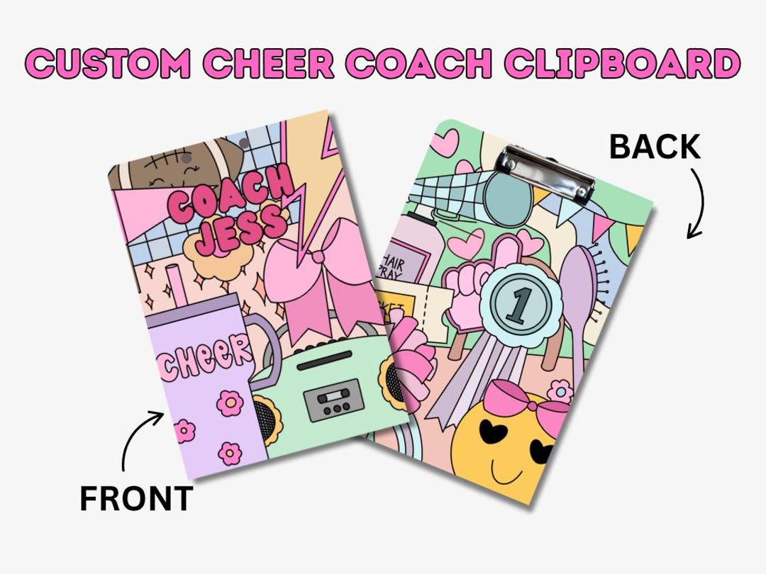 Personalized Teacher Clipboard – Hand-drawn Art, Double-sided / Cheer ...