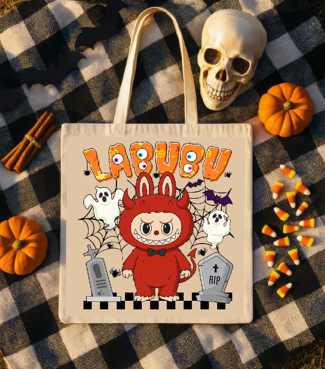 Cute Halloween Monster Tote Bag, Funny Spooky Kids Tote Bag, Cartoon ...