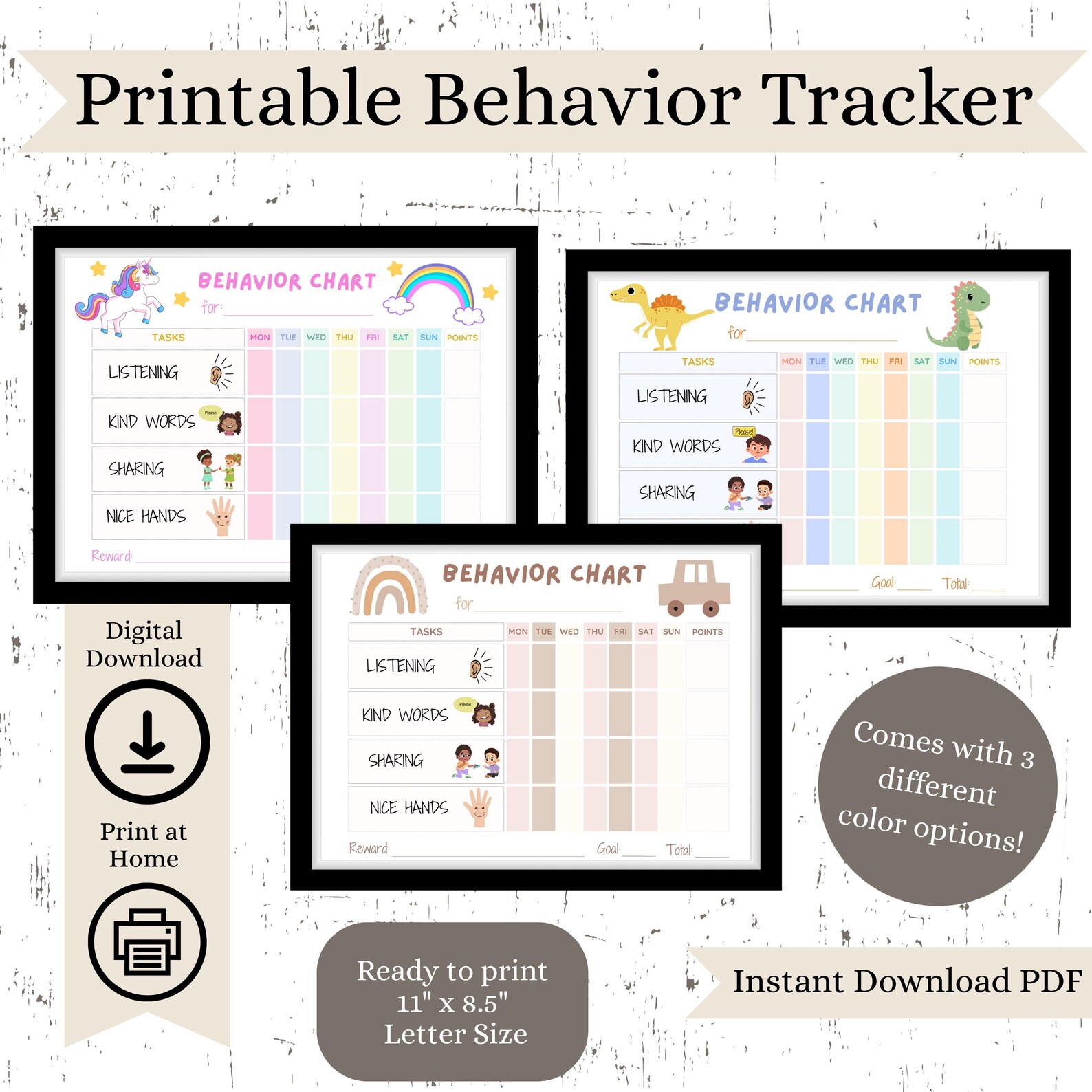 Printable Behavior Chart | Kids Behavior Tracker | Reward Chart for ...