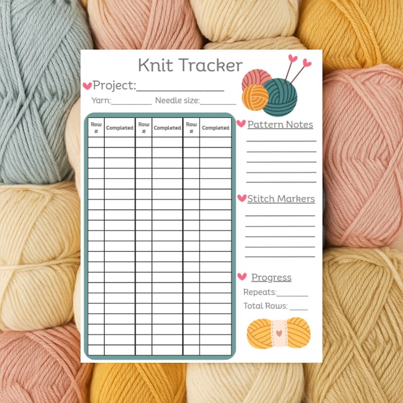 Knitting Project Tracker Printable, Craft Project Tracker Instant ...