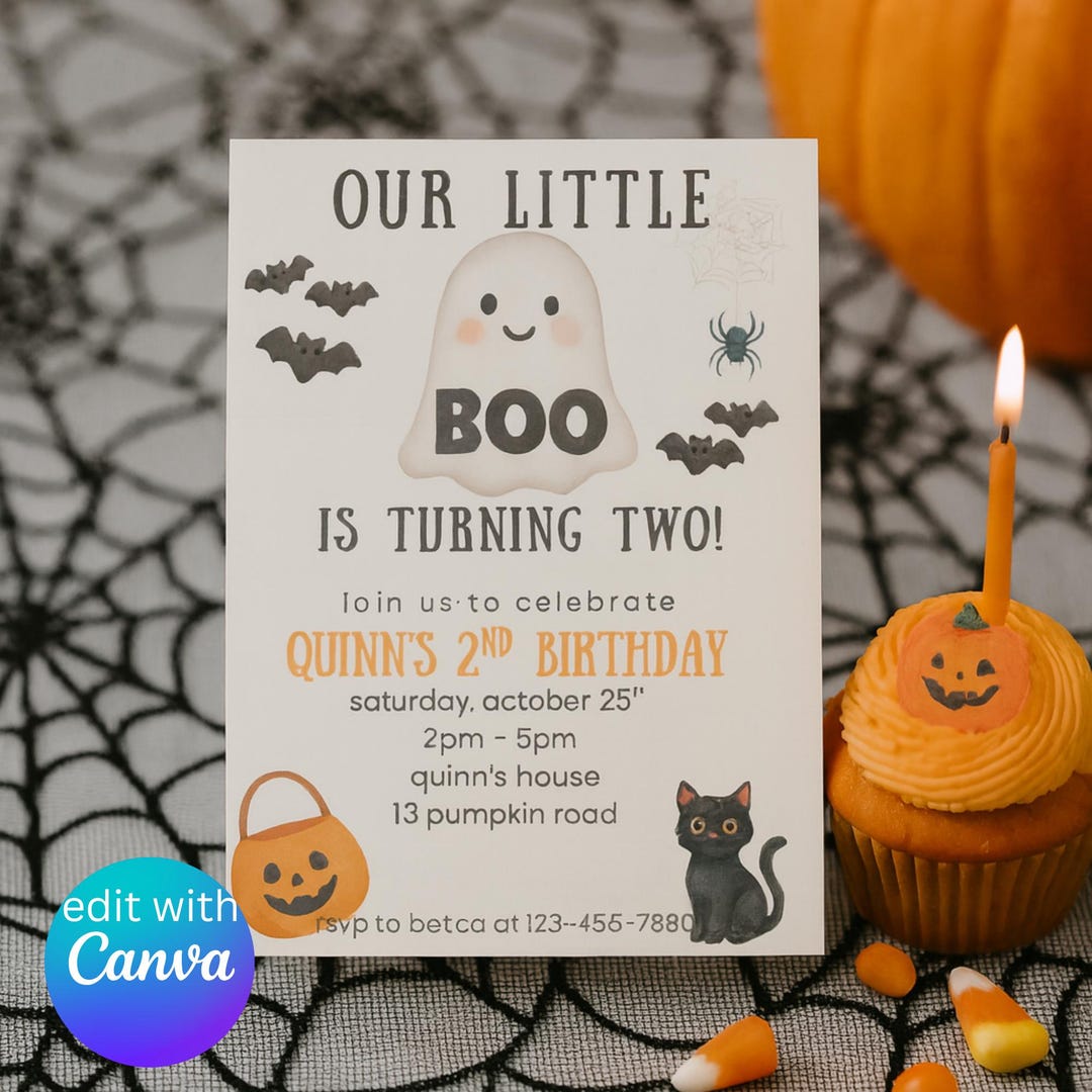 Our Little Boo is Turning Two Invitation | Halloween Birthday Party ...