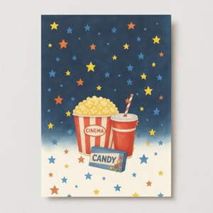 Movie Night Birthday Invitation: Popcorn & Stars Theme (editable Canva ...