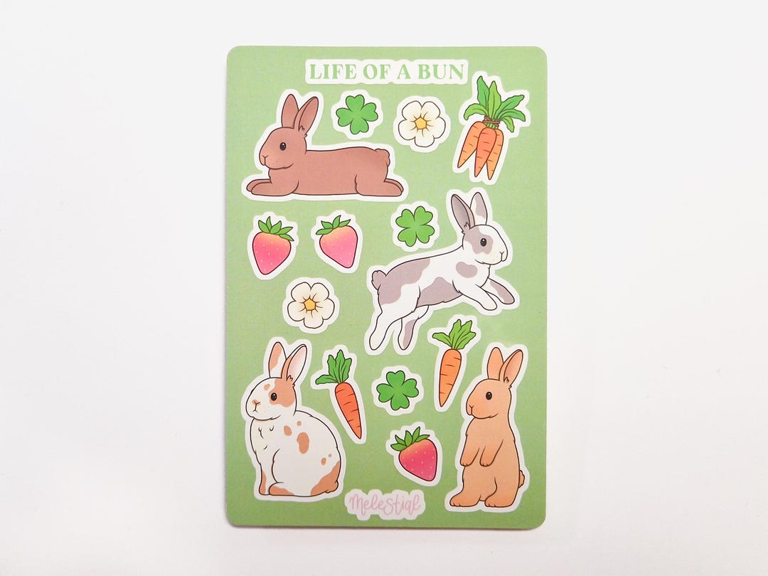 Rabbit Sticker Sheet | Matte Finish - Vinyl Sticker Sheet - Stickers ...