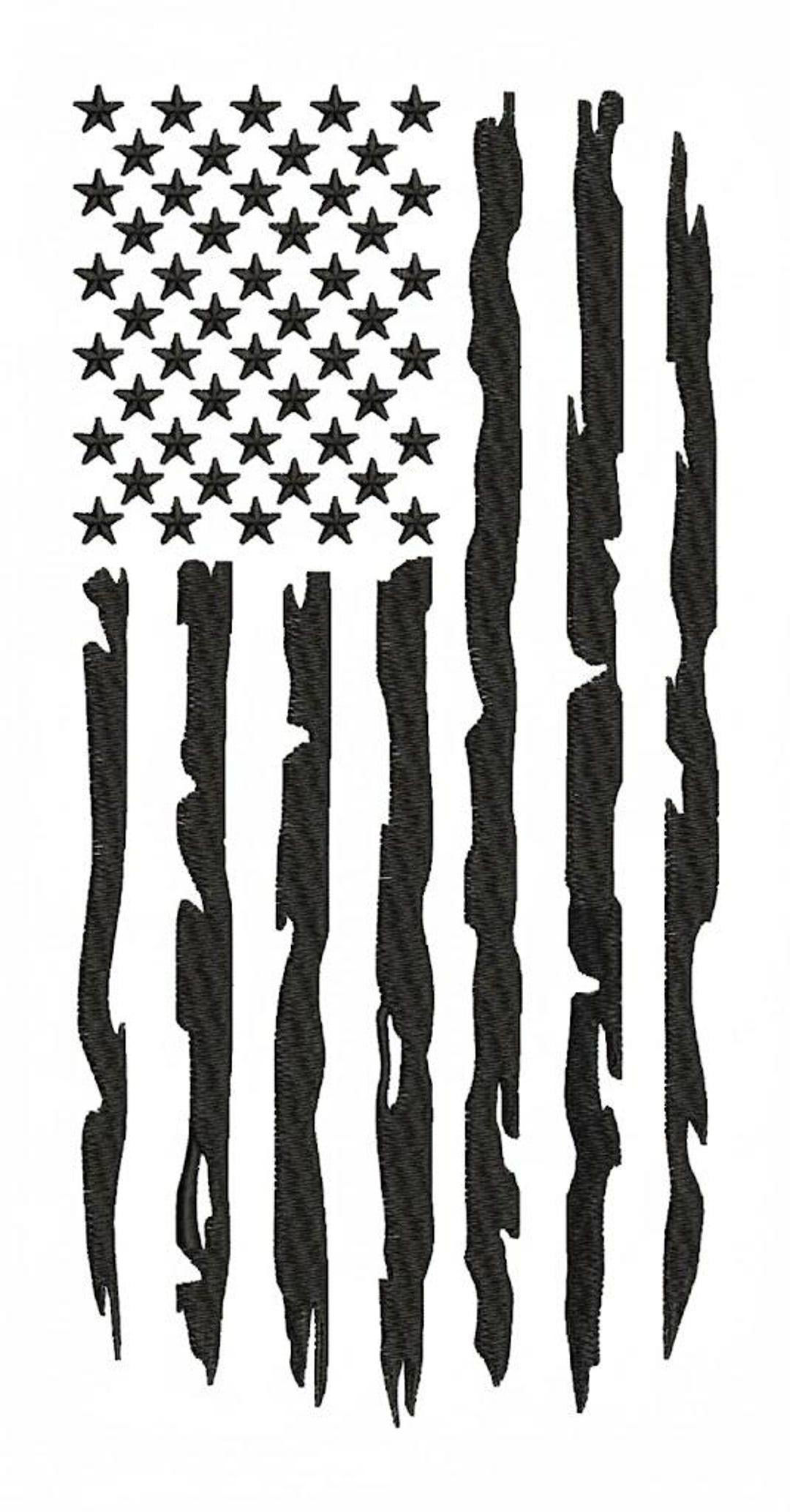 Black and White American Flag Embroidery Design, Vertical USA Flag ...