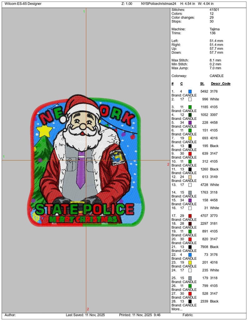 Merry Christmas Police Embroidery File, Vintage Santa Police Embroidery ...