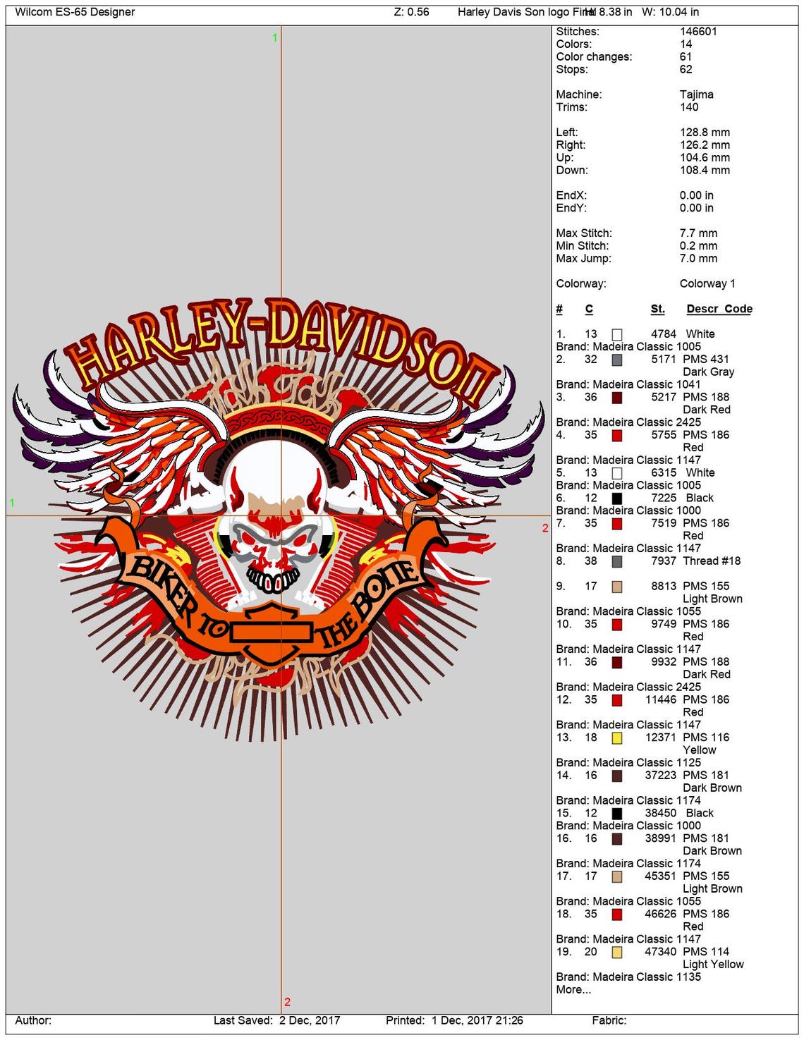 Harly David Son Embroidery Design - Power Emblem for Dark Fabric ...