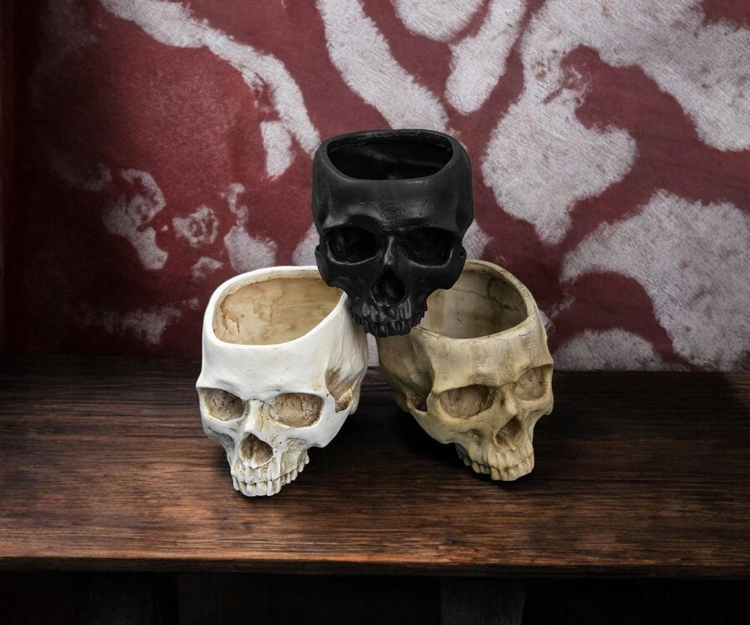 Large Skull Planter – Realistic Human Skull Flower Pot | Heavy Resin ...