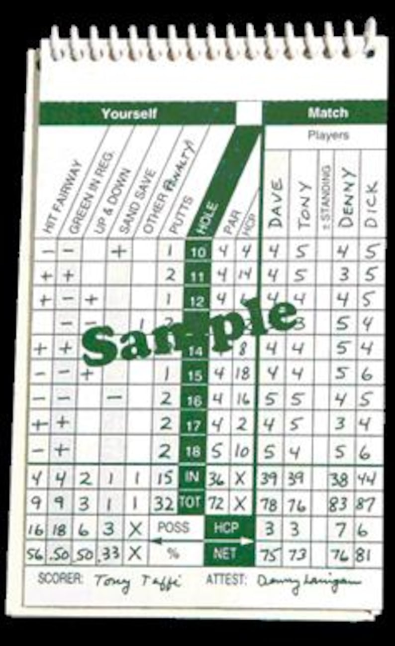 Round File Scorecard Tracker Golf Scorecards Book Stat Log for Golfers ...
