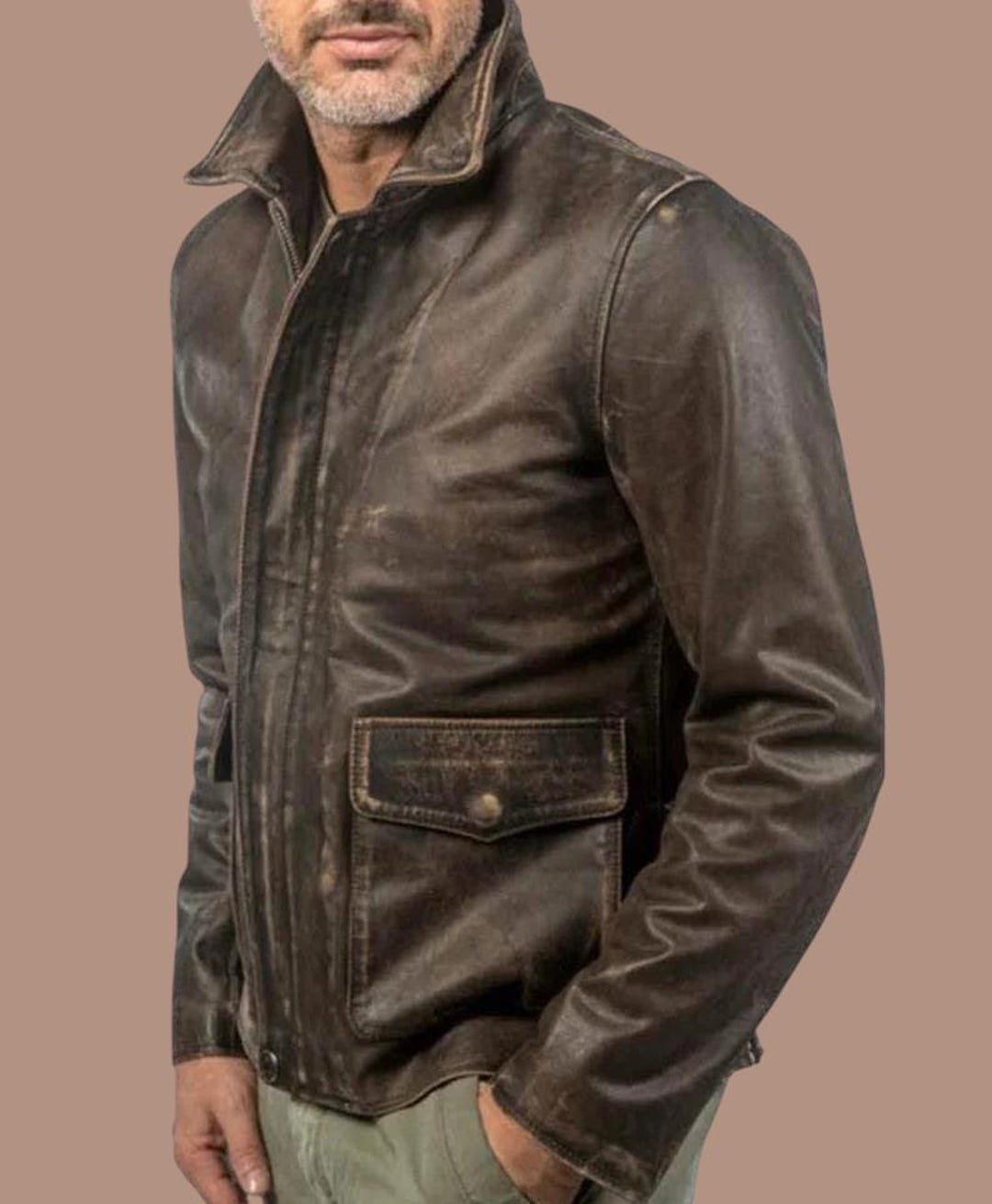 Vintage A2 Military Leather Jacket Men’s Handmade Biker Distressed ...