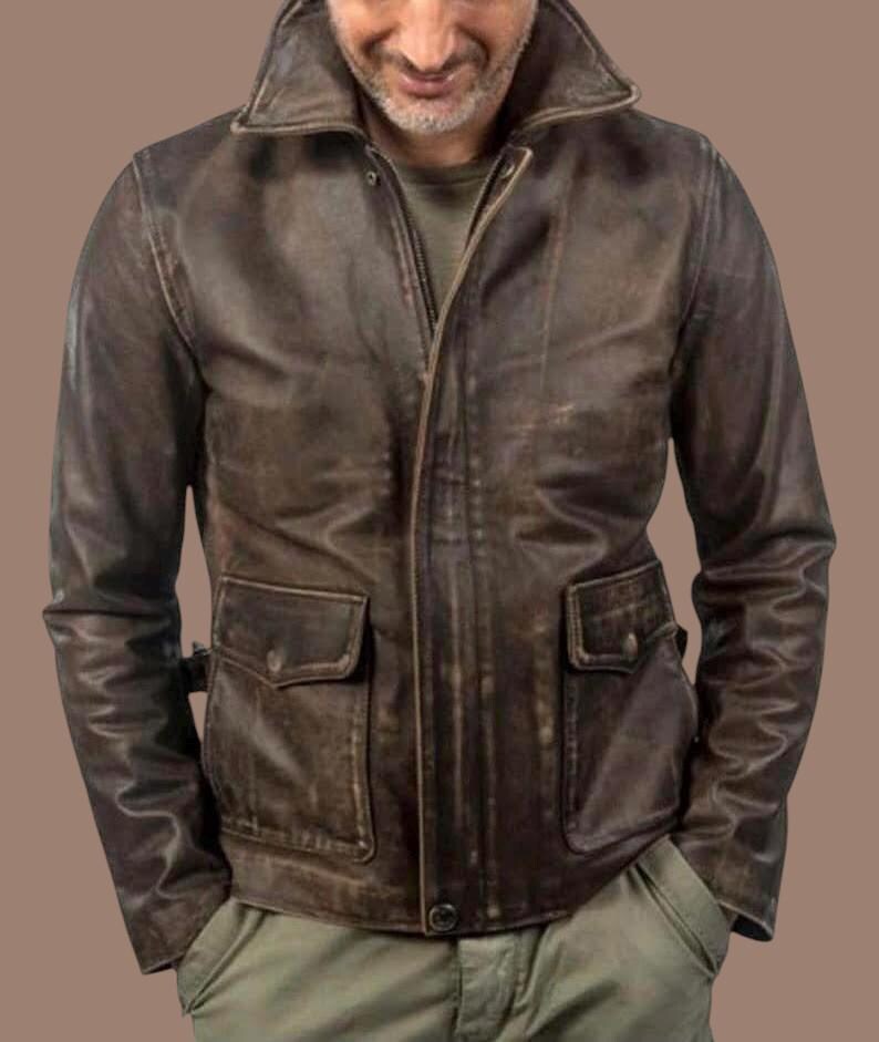 Vintage A2 Military Leather Jacket Men’s Handmade Biker Distressed ...