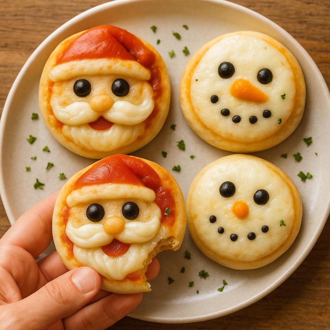 Christmas Mini Pizza Recipe PDF | Easy No-bake Holiday Snack | Cute ...