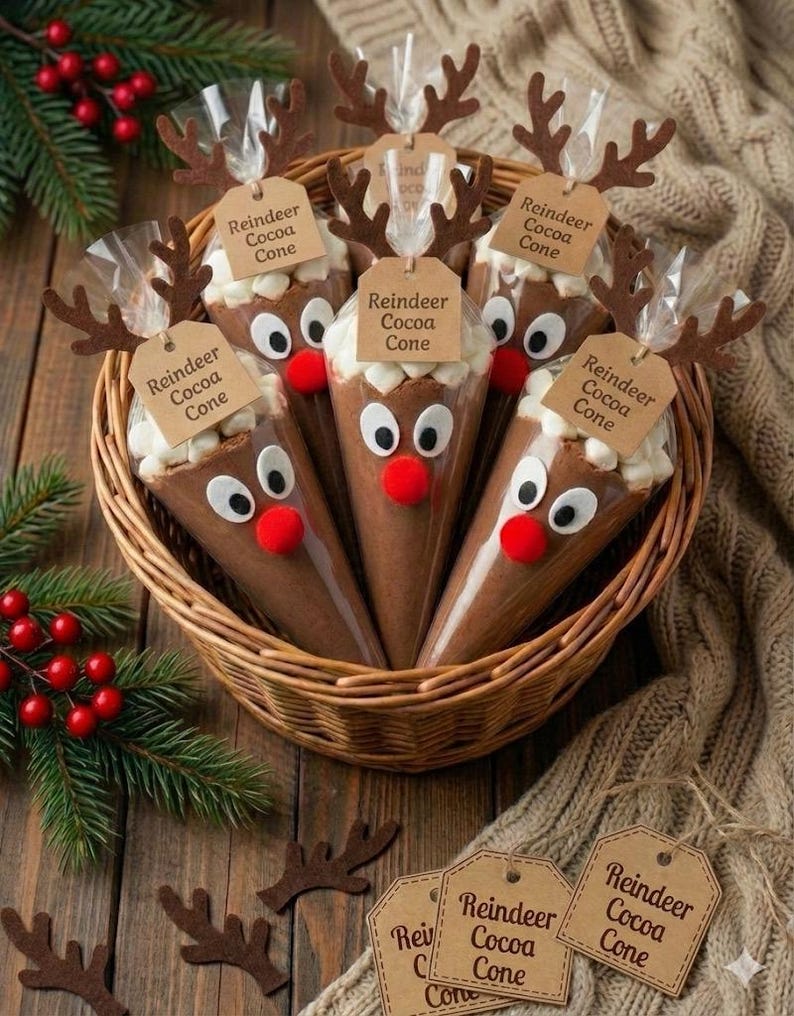 Printable Reindeer Hot Chocolate Recipe & Tags, Digital Download DIY ...
