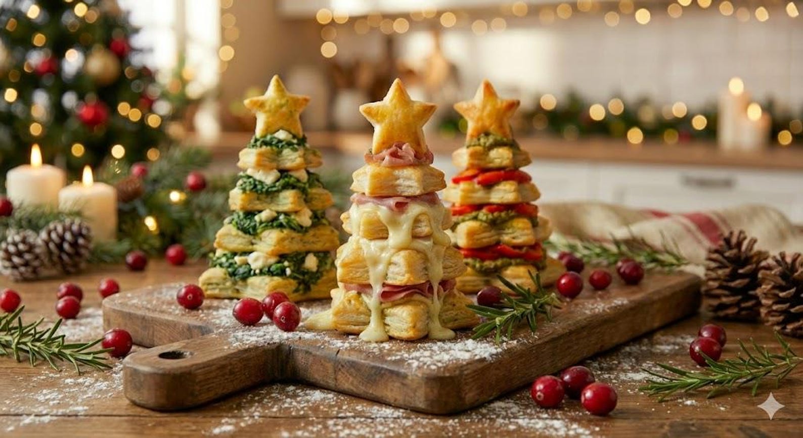 Puff Pastry Christmas Tree Towers • Savory Holiday Party Appetizer ...