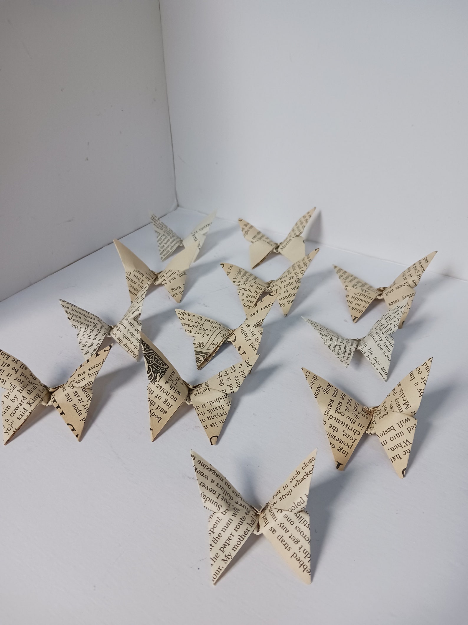 Upcycled Origami Butterflies, Folded Antique Book Pages With Text-only ...