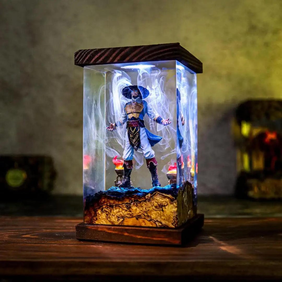 Raiden Game Handmade Resin Lamp,diorama Resin Epoxy,epoxy and Wooden ...