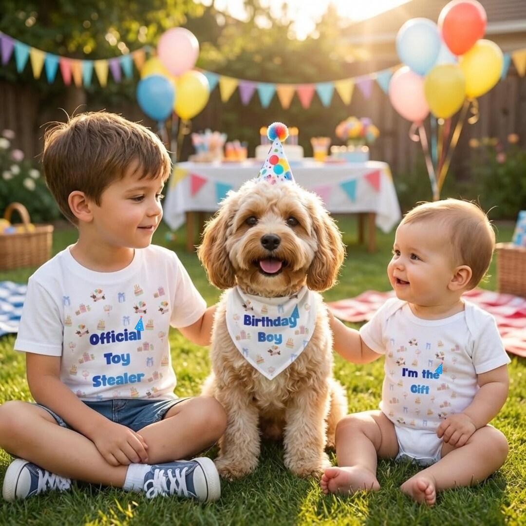 Matching Birthday Outfit Set: Kids T-shirt, Baby Onesie, Dog Bandana - Etsy