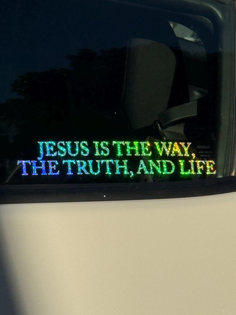 Jesus the Way Truth Life Car Sticker – Christian Vinyl Decal for Car ...