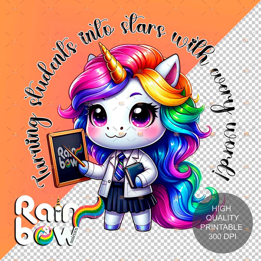 Teacher Unicorn PNG: Rainbow Classroom Design (instant Download) - Etsy
