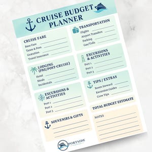 Cruise Budget Planner Printable – Vacation Expense Tracker Sheet ...