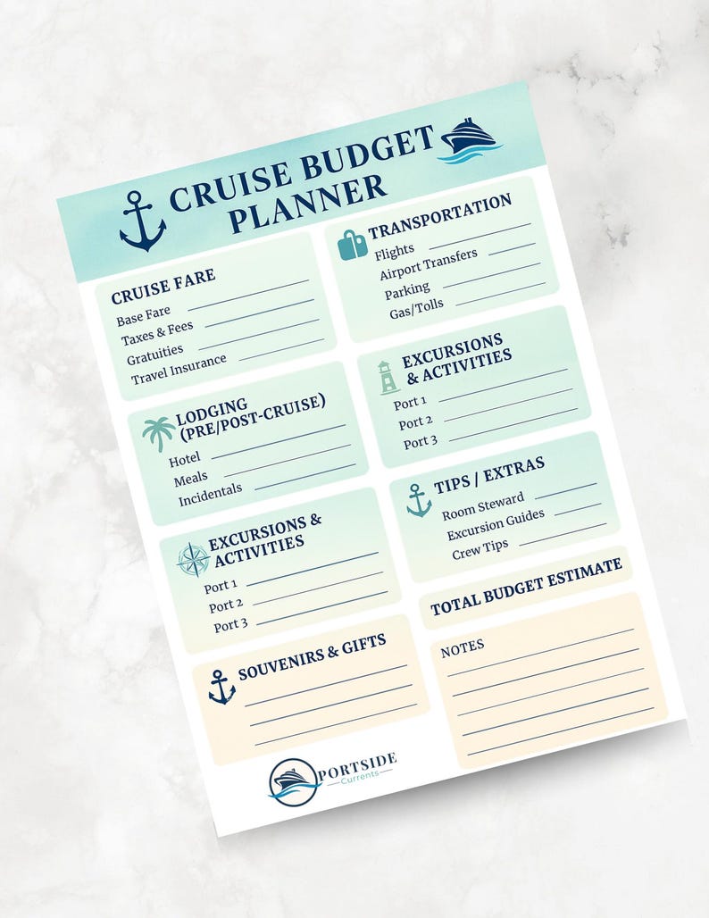 Cruise Budget Planner Printable – Vacation Expense Tracker Sheet ...