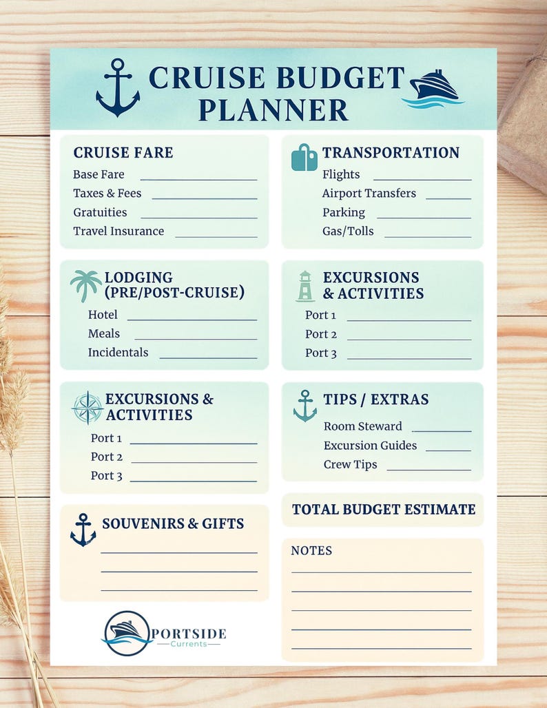 Cruise Budget Planner Printable – Vacation Expense Tracker Sheet ...