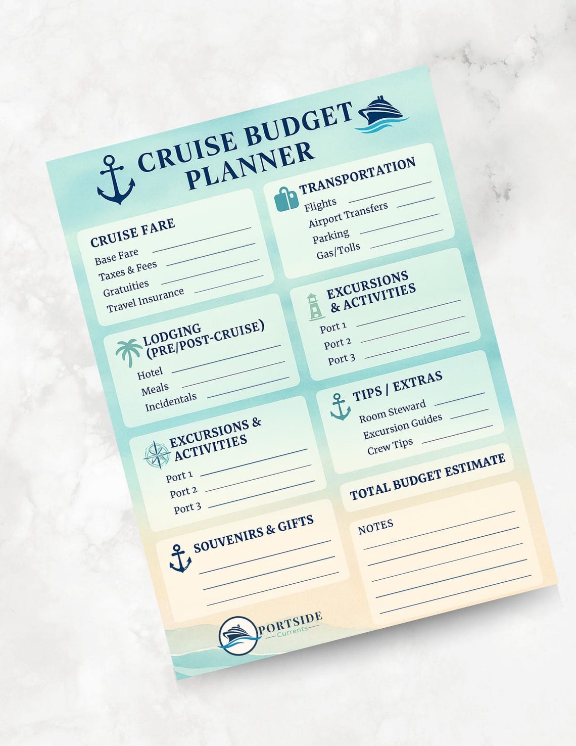 Cruise Budget Planner Printable – Vacation Expense Tracker Sheet ...