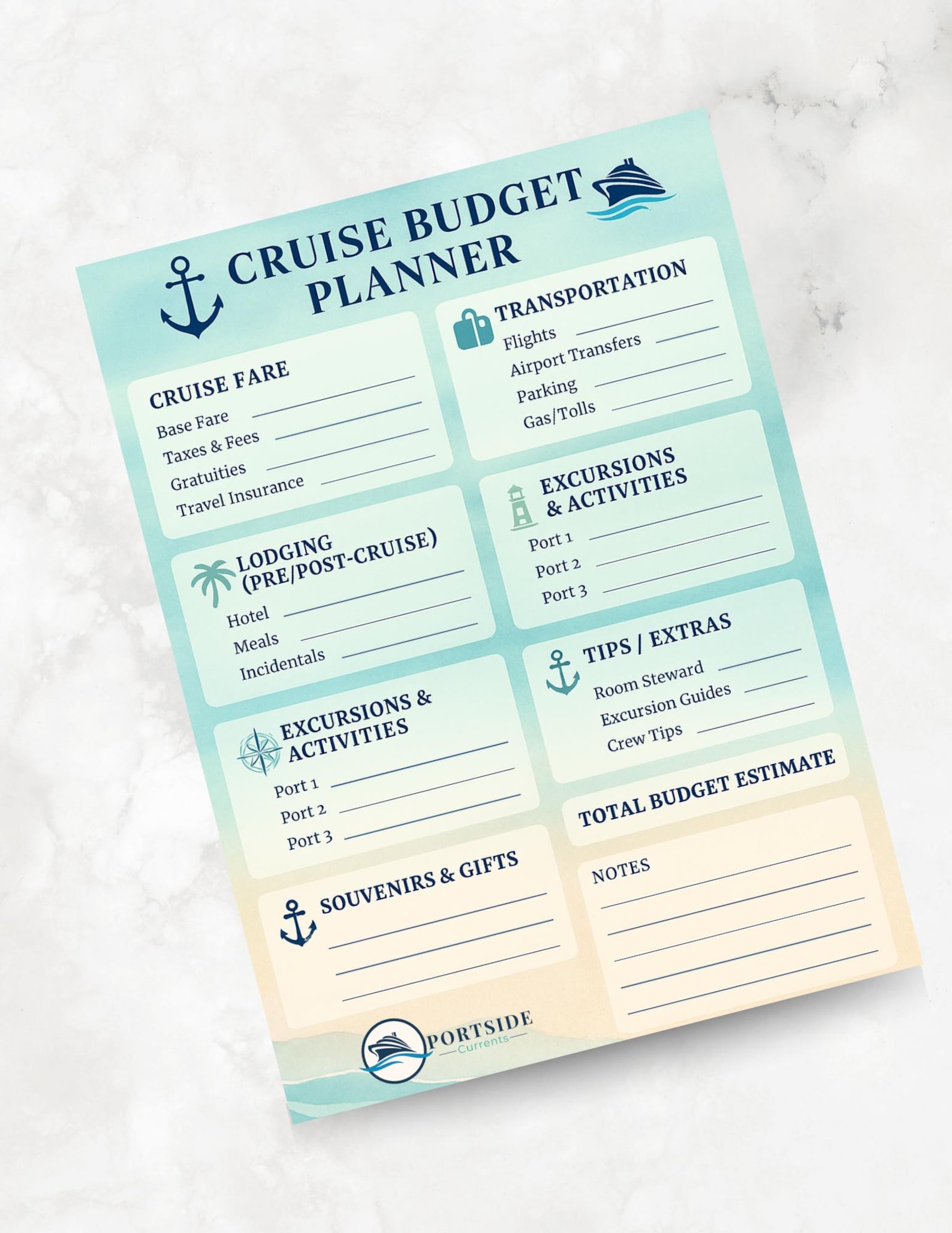 Cruise Budget Planner Printable – Vacation Expense Tracker Sheet ...