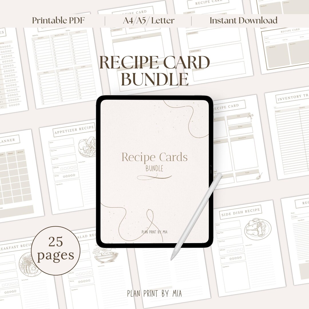 Recipe Card Bundle | Recipe Planner | Recipes to Try | Favorite Recipes ...