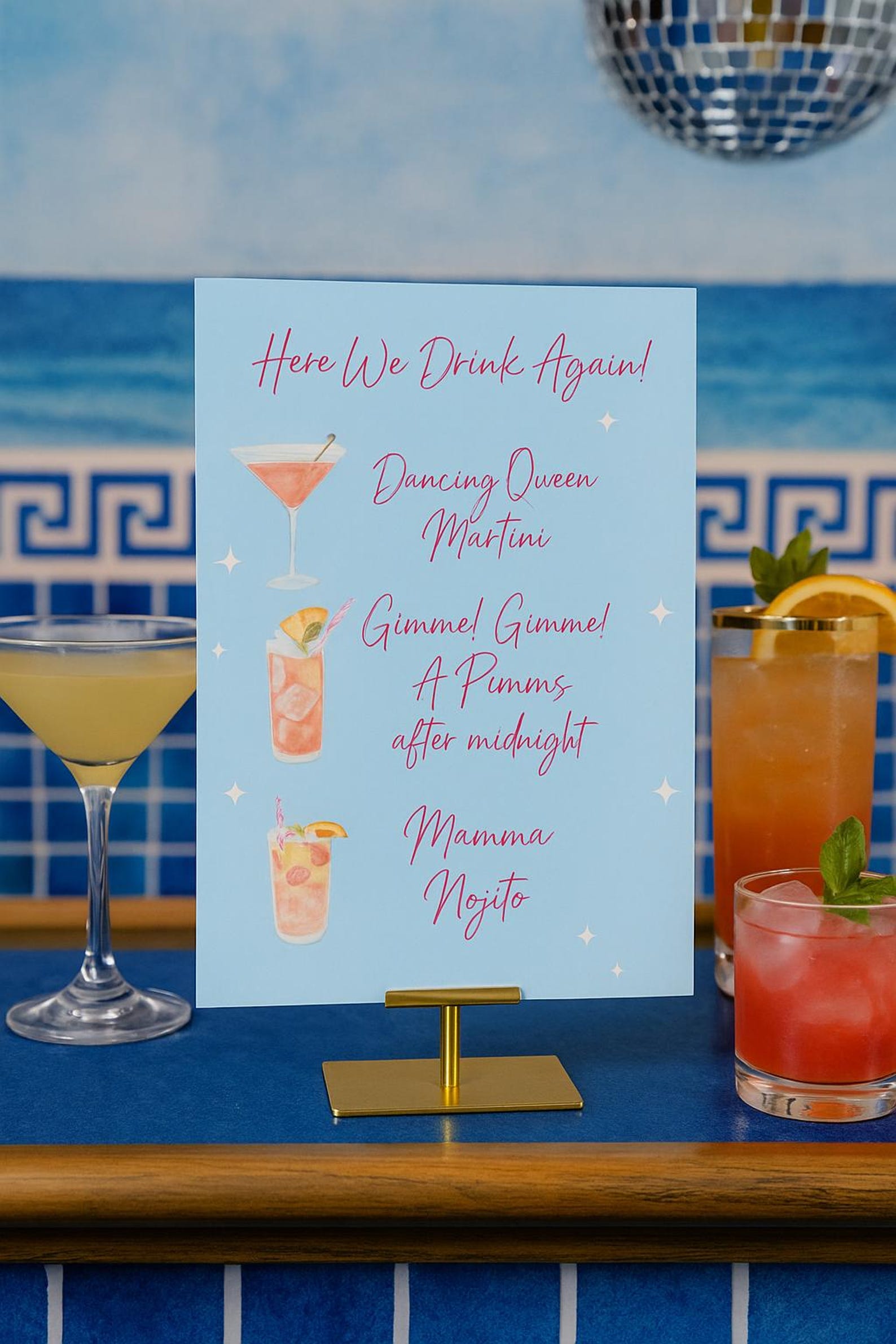 Mamma Mia Cocktail Menu - Etsy