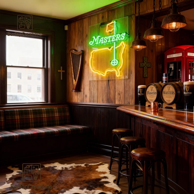 Golf Masters Neon Light – Vintage Real Glass Neon Sign for Home Bar ...