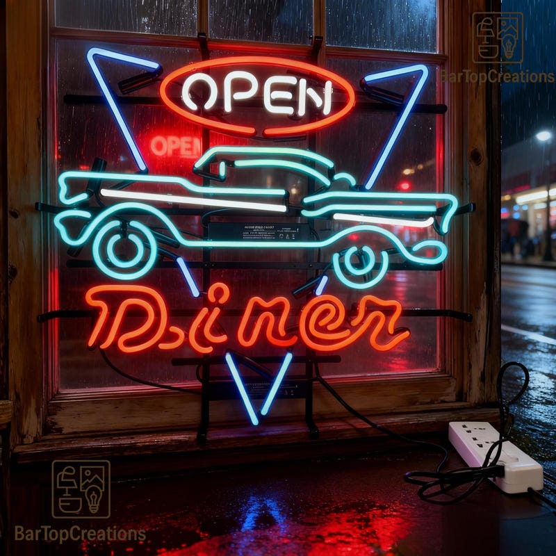 Vintage Neon Sign Diner - Etsy