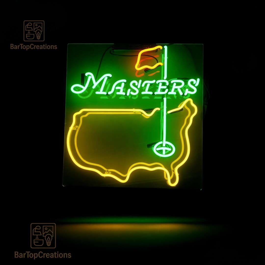 Golf Masters Neon Light – Vintage Real Glass Neon Sign for Home Bar ...