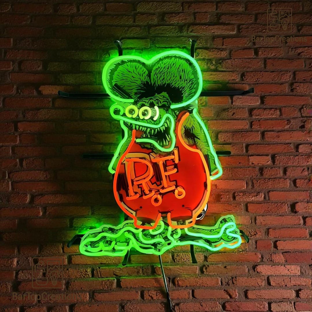Rat Fink Style Neon Sign – Hot Rod Garage Wall Light for Car Lovers ...