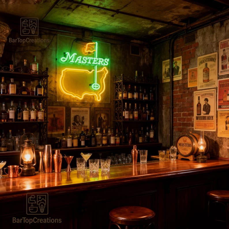 Golf Masters Neon Light – Vintage Real Glass Neon Sign for Home Bar ...