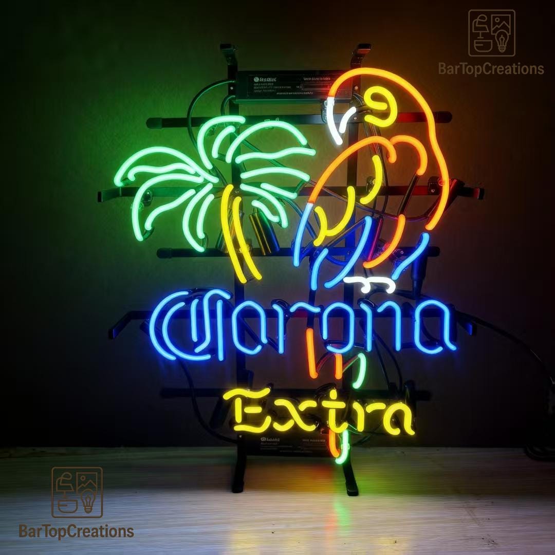 Corona Extra Parrot Neon Sign – Tropical Bar Light for Home Bar, Pub ...