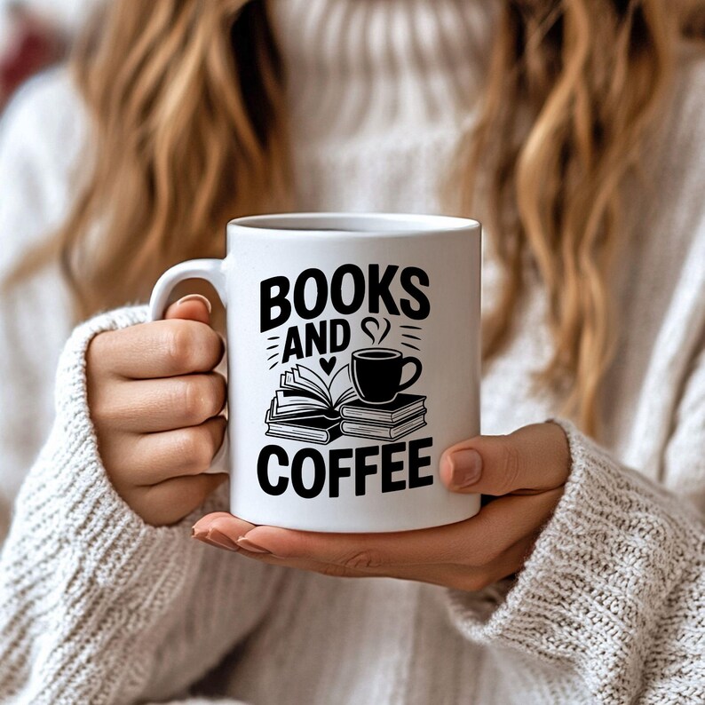 Books and Coffee SVG: Book Lover Cut File (digital Download) - Etsy