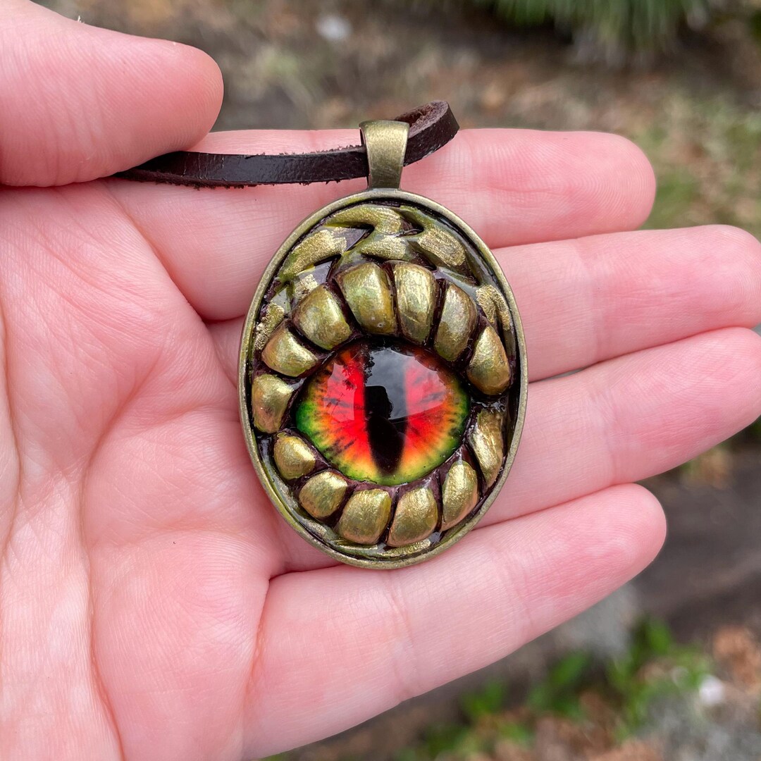 Handmade Elemental Dragon Eye Pendant | OOAK Sculpted and Painted ...
