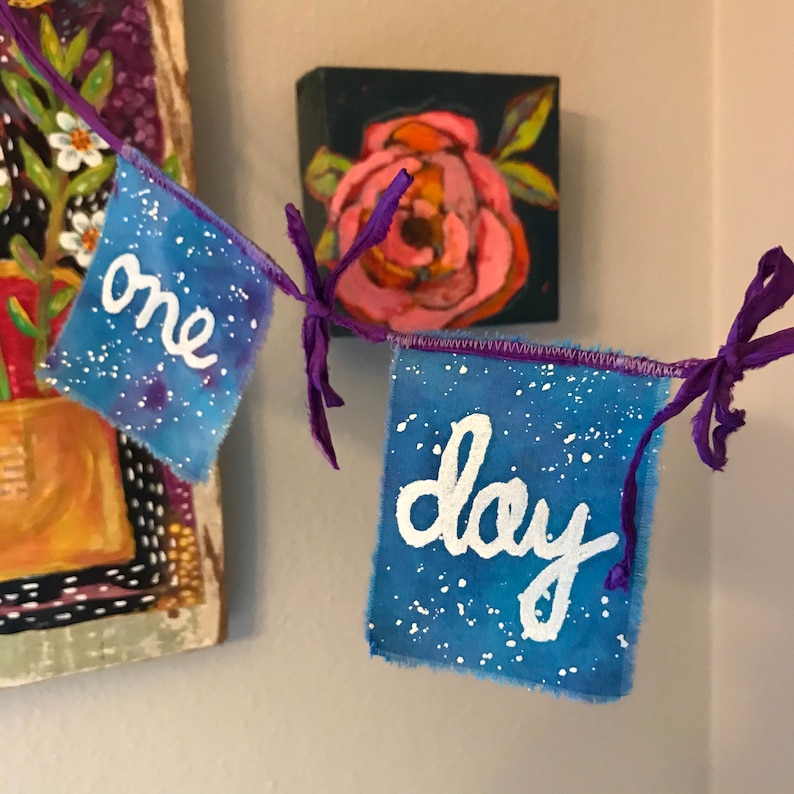 One Day at A Time Mini Prayer Flag Garland: Hand-painted Cotton - Etsy
