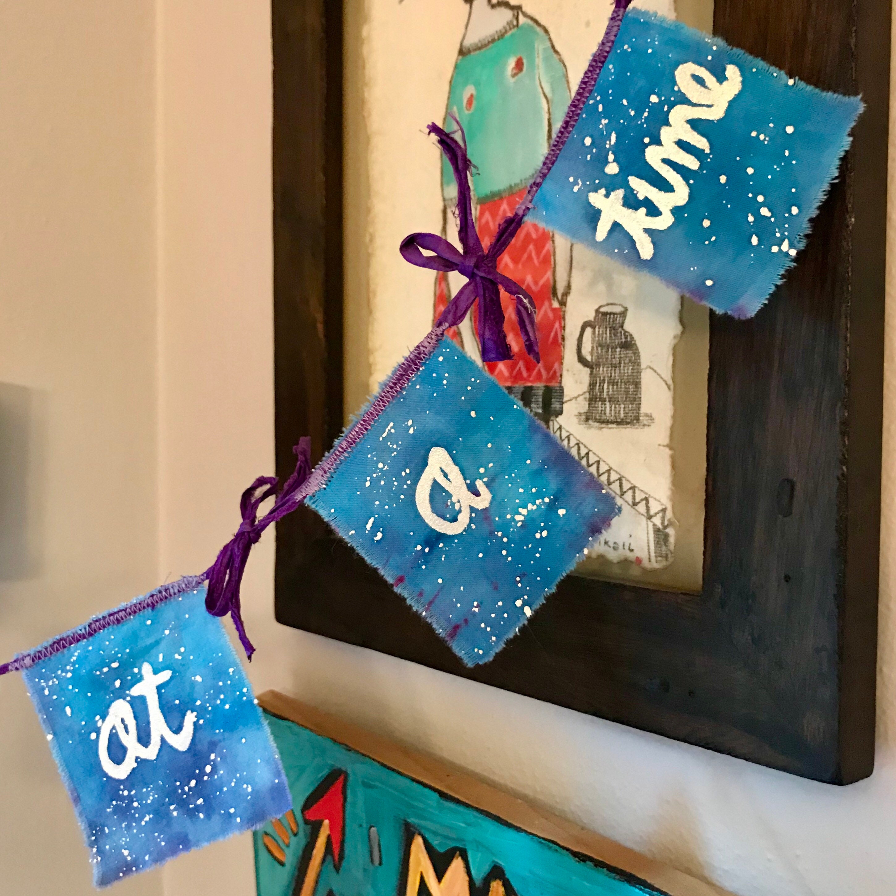One Day at A Time Mini Prayer Flag Garland: Hand-painted Cotton - Etsy