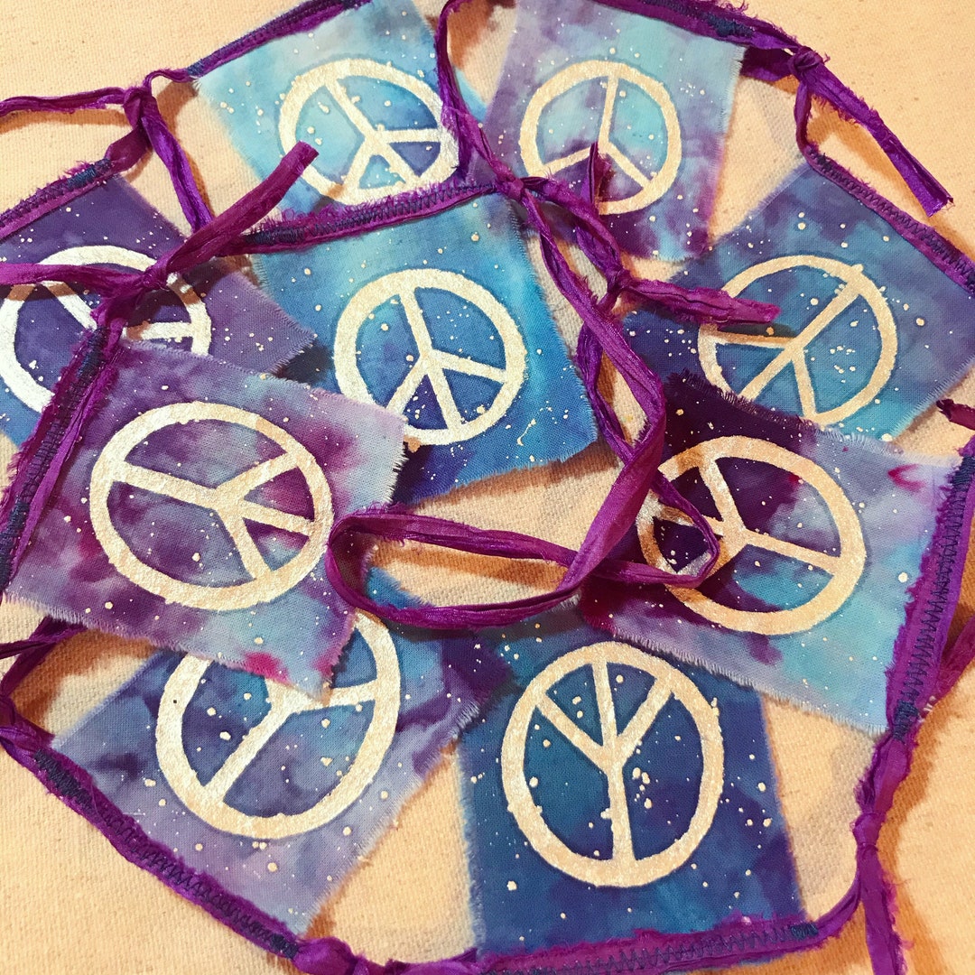 Peace Sign Mini Flag Bunting. Custom Size Garlands. Handmade ...