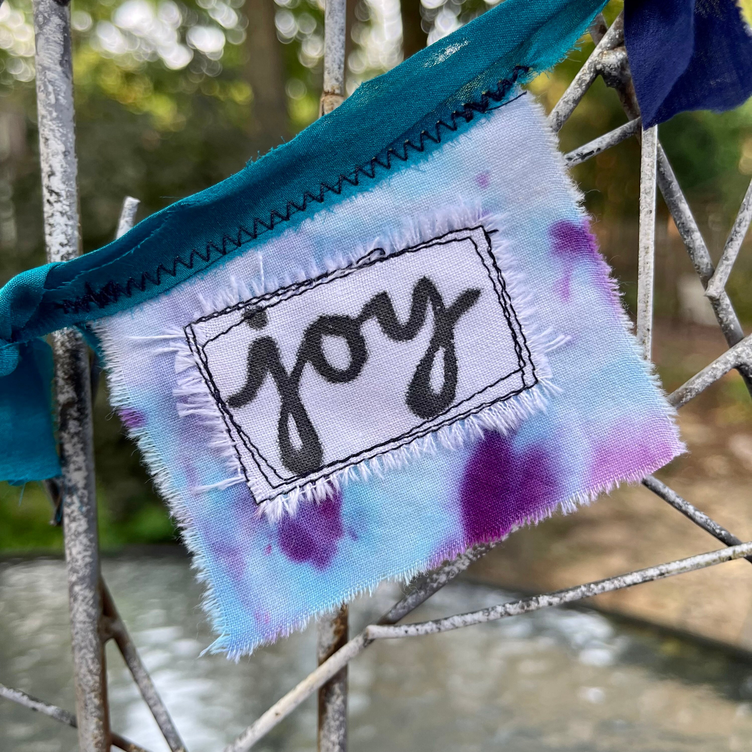Handmade 'joy' Prayer Flag Bunting: Ice-dyed Cotton Garland - Etsy